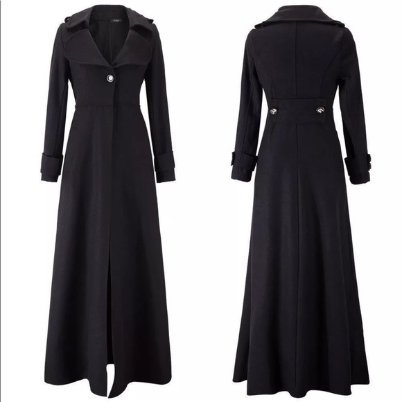 Vintage | Jackets & Coats | Maxilong Duster Black Full Length Flowy ...